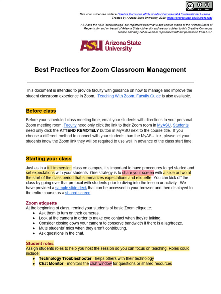 Best Practices for Zoom Classroom Management | PDF | Software | Computing