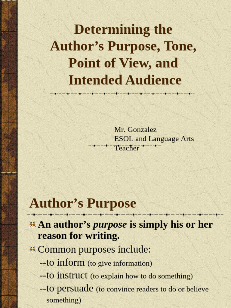 Analyzing Author's Purpose and Tone | PDF | Narration | Human Communication