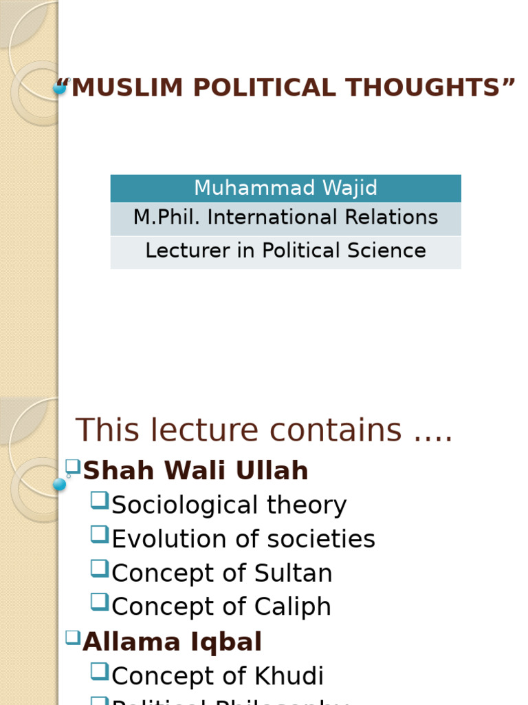 Muslim Philosophers Lecture 2 | PDF | Caliphate | Friedrich Nietzsche