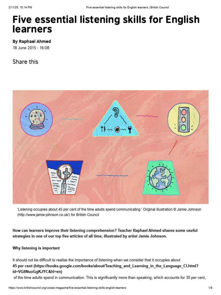 Essential Listening Skills for English Learners | PDF | English ...