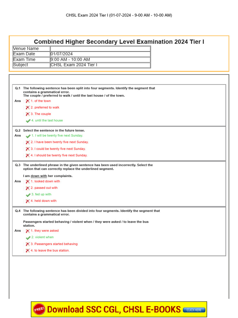 CHSL Exam 2024 Tier I Question Paper | PDF | Circle | Sphere