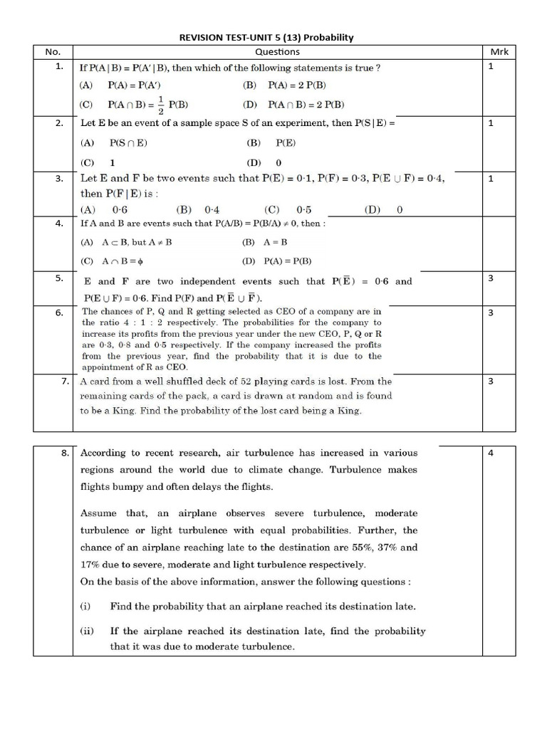 Unit 6 (Probability) PDF | PDF