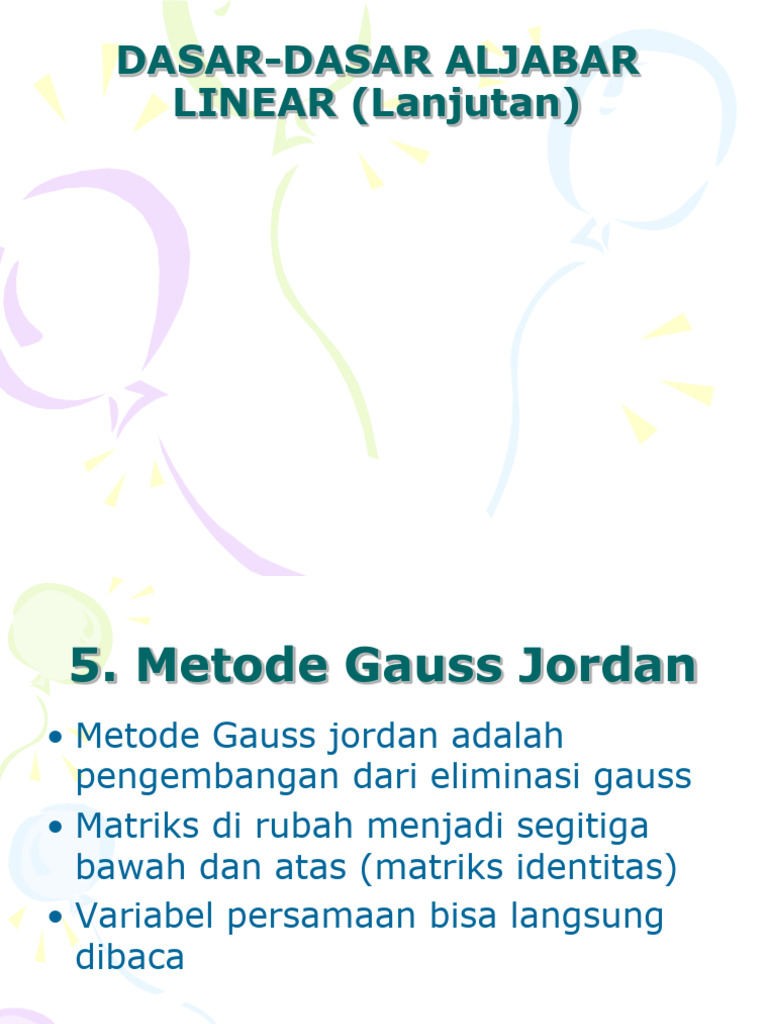 Metode Gauss Jordan dan Seidel Aljabar | PDF