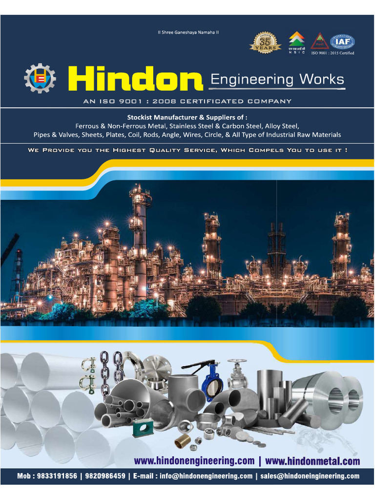 Hindon - Company Profile | PDF | Stainless Steel | Pipe (Fluid Conveyance)