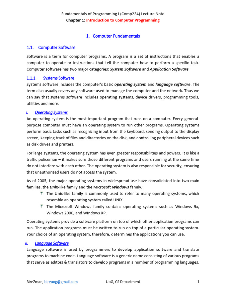 Introduction to Computer Programming Basics | PDF | Operating System ...