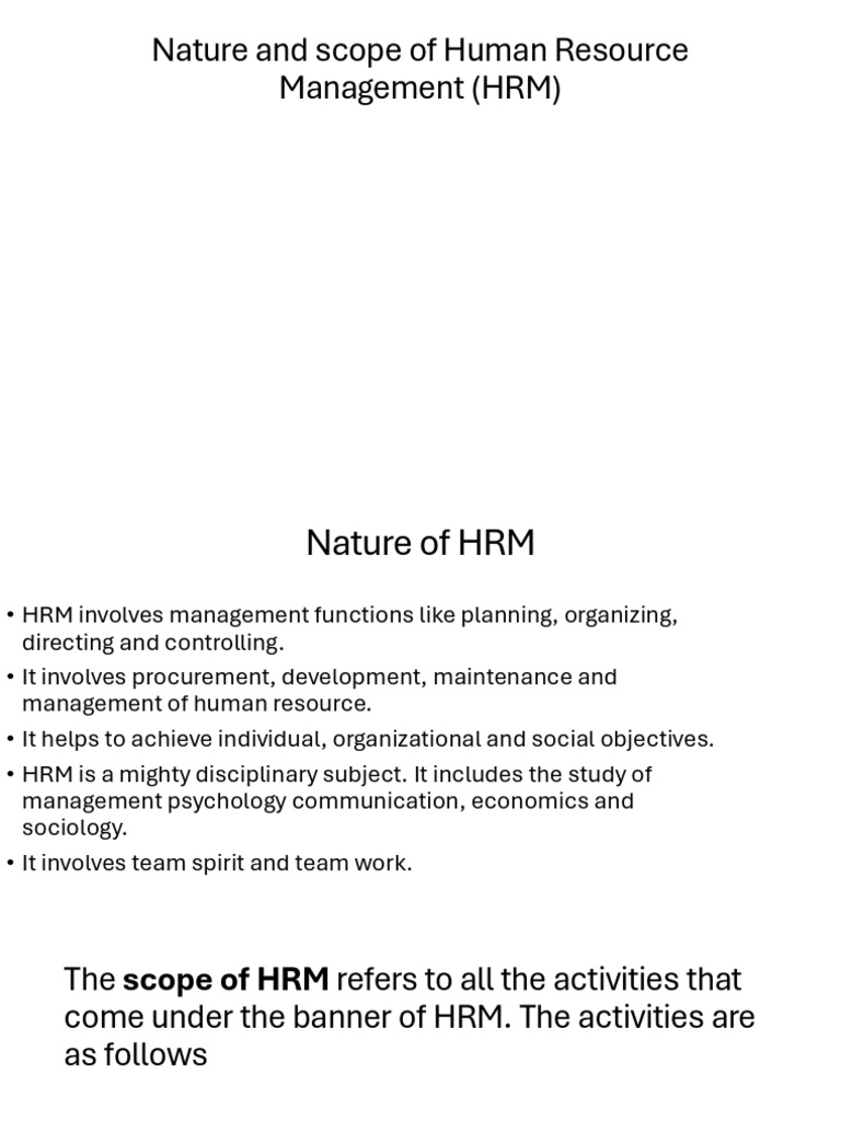 Scope and Nature of HRM 18-08-25 | PDF | Human Resource Management ...