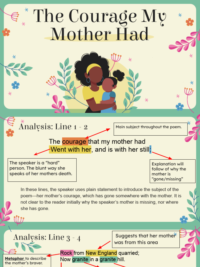 Analysis of "The Courage My Mother Had" | PDF | Poetry | Courage