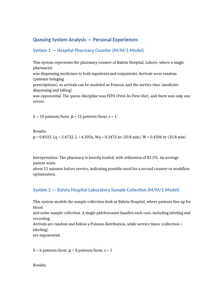 Bahria Hospital Queuing Systems | PDF