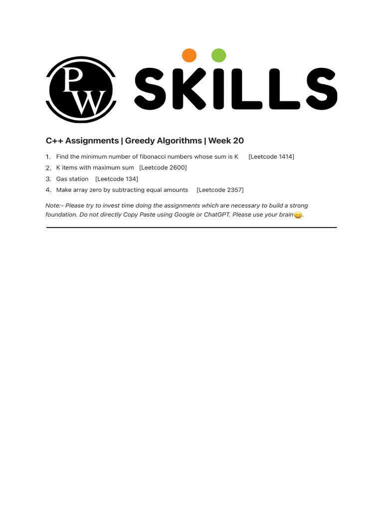 Greedy Assignment 01 DECODE DSA With C 2-0-65b8cc0400d8790018e23de9 | PDF