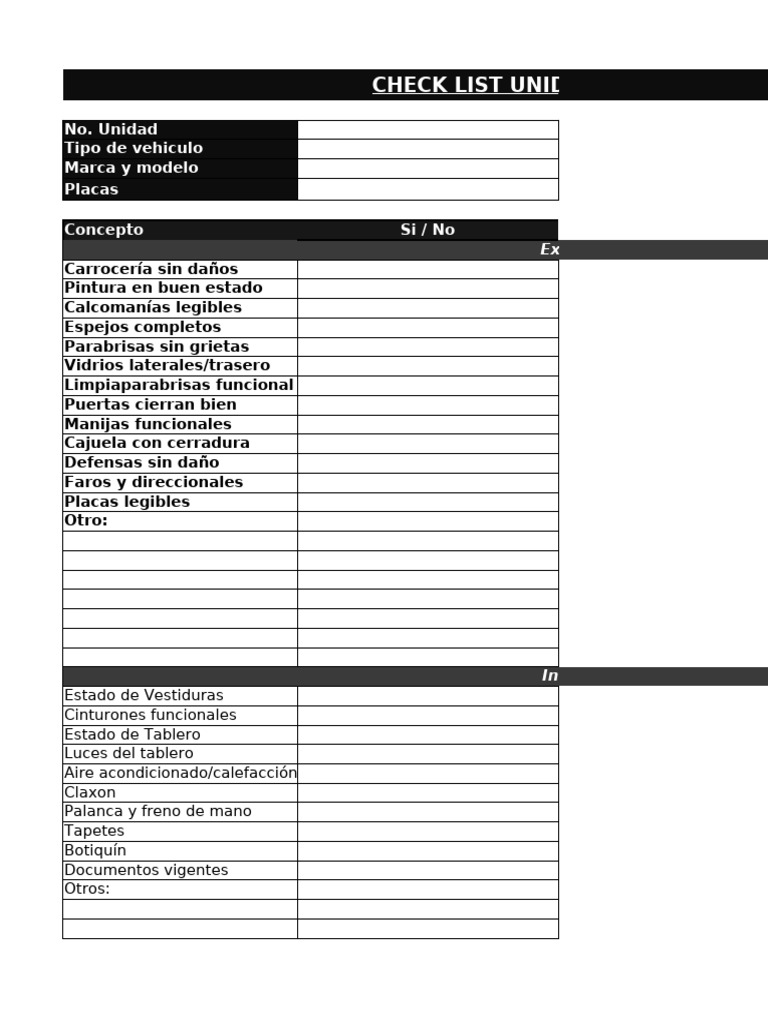 Checklist de Inspección de Vehículos y Remolques | PDF | Vehículos con ...