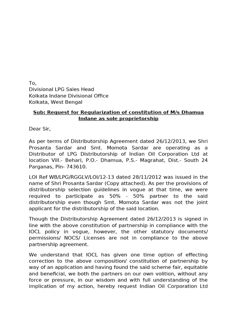 Letter Head Submit For Dealship of Prosanta Sardar Dated 22.07.2024 ...