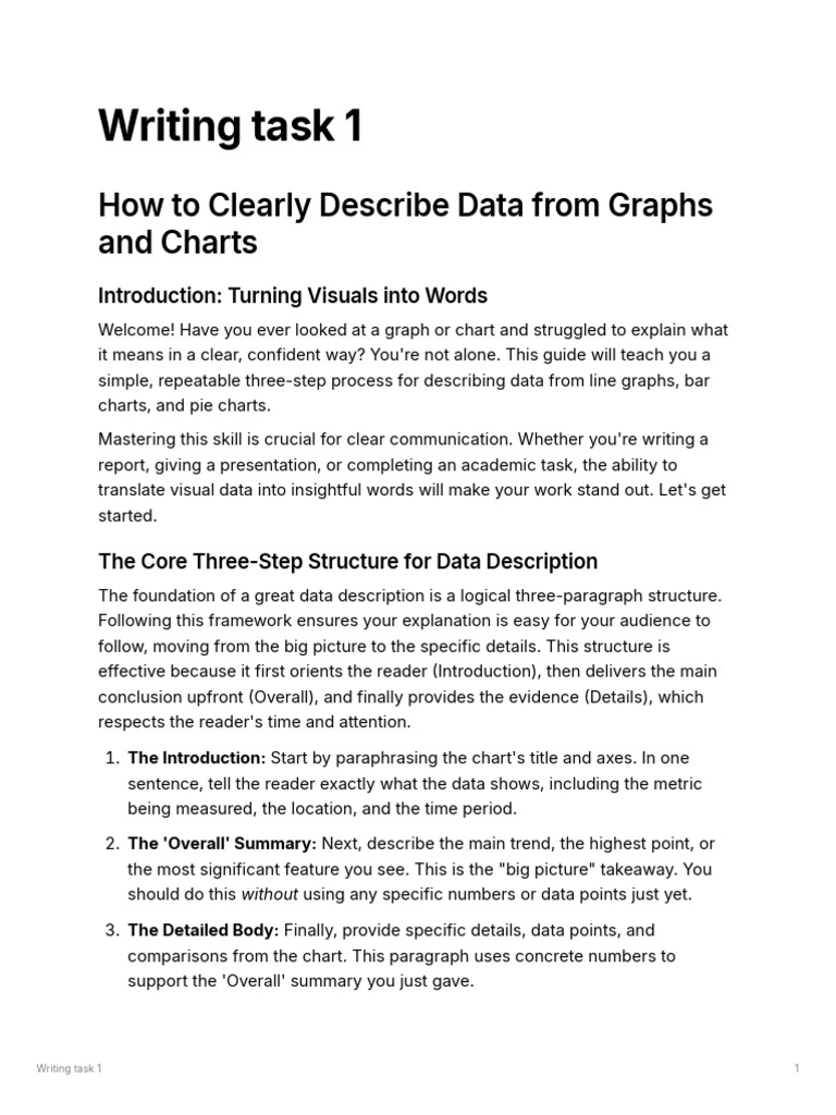 Writing Task 1 | PDF | Chart | Verb
