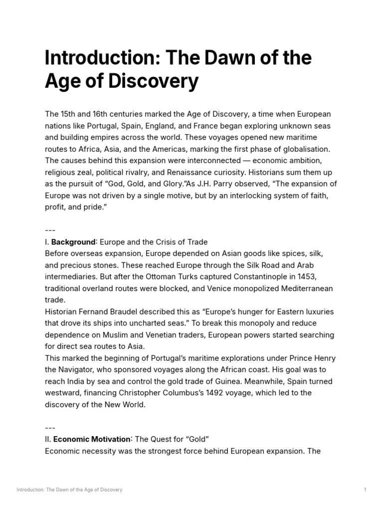 Age of Discovery: Causes and Impact | PDF | Age Of Discovery | Conquistador