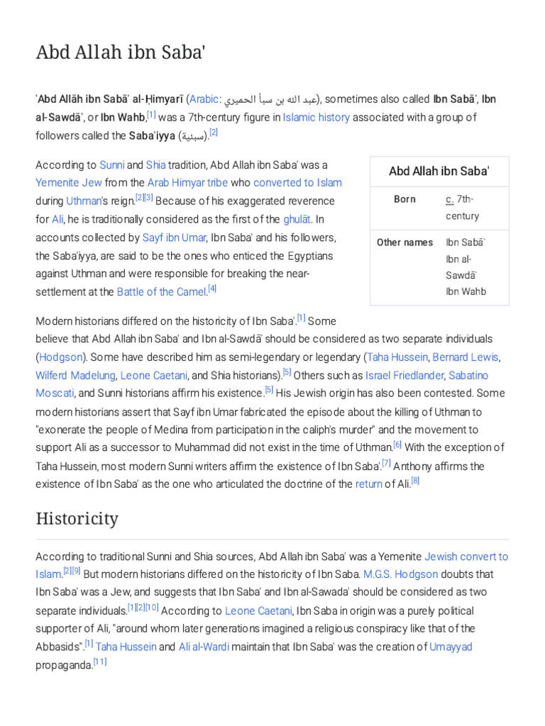 Abd Allah Ibn Saba' - Wikipedia | PDF | Abrahamic Religions | Islamic ...