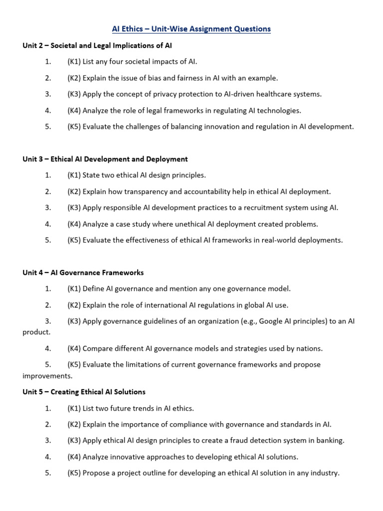 ? AI Ethics Assignments Question | PDF