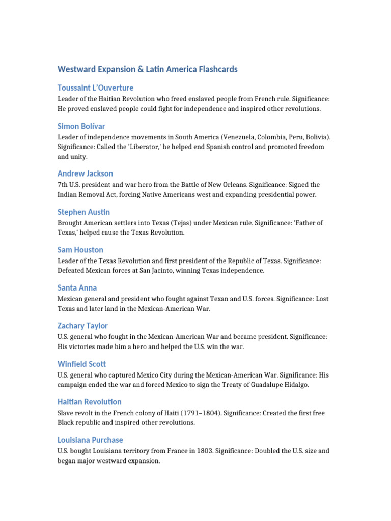 Westward Expansion Flashcards | PDF | Mexican Texas | Mexican–American War