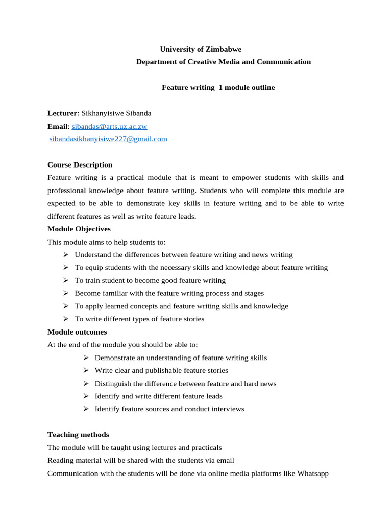 HMMC 203 2025 Module Outline 1docx | PDF | Knowledge | News