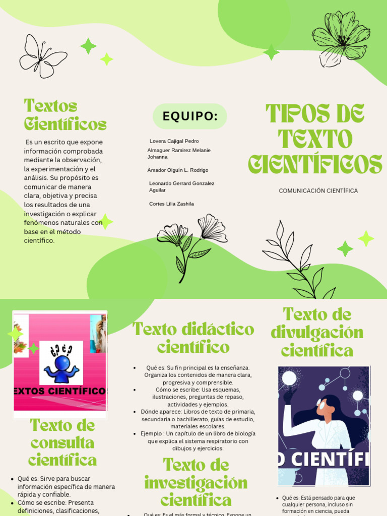 Folleto Tríptico Tipos de Textos Científicos | PDF | Científico | Science