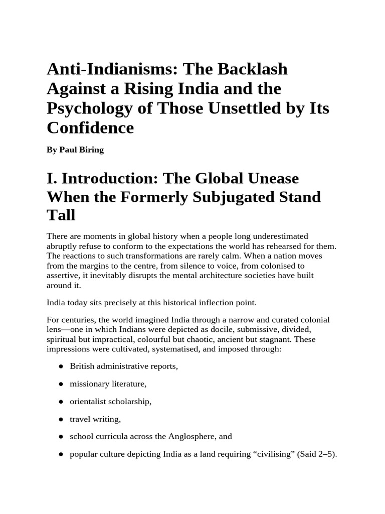 Anti-Indianisms - The Backlash Against A Rising India and The ...