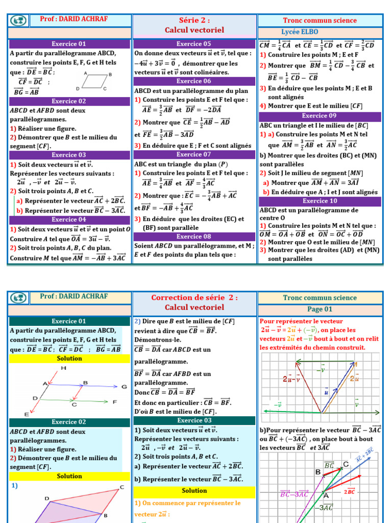 Exercices de Calcul Vectoriel au Lycée | PDF | Triangle | Algèbre