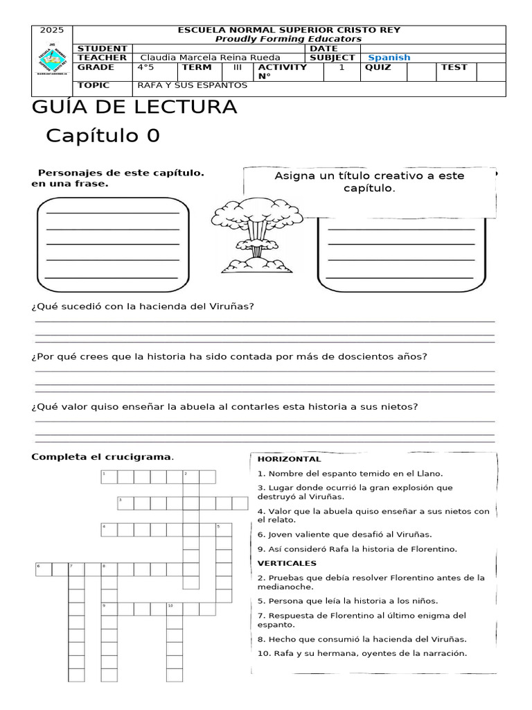 PLAN LECTOR RAFA Y SUS ESPANTOS. CAP 0 Y 1 | PDF