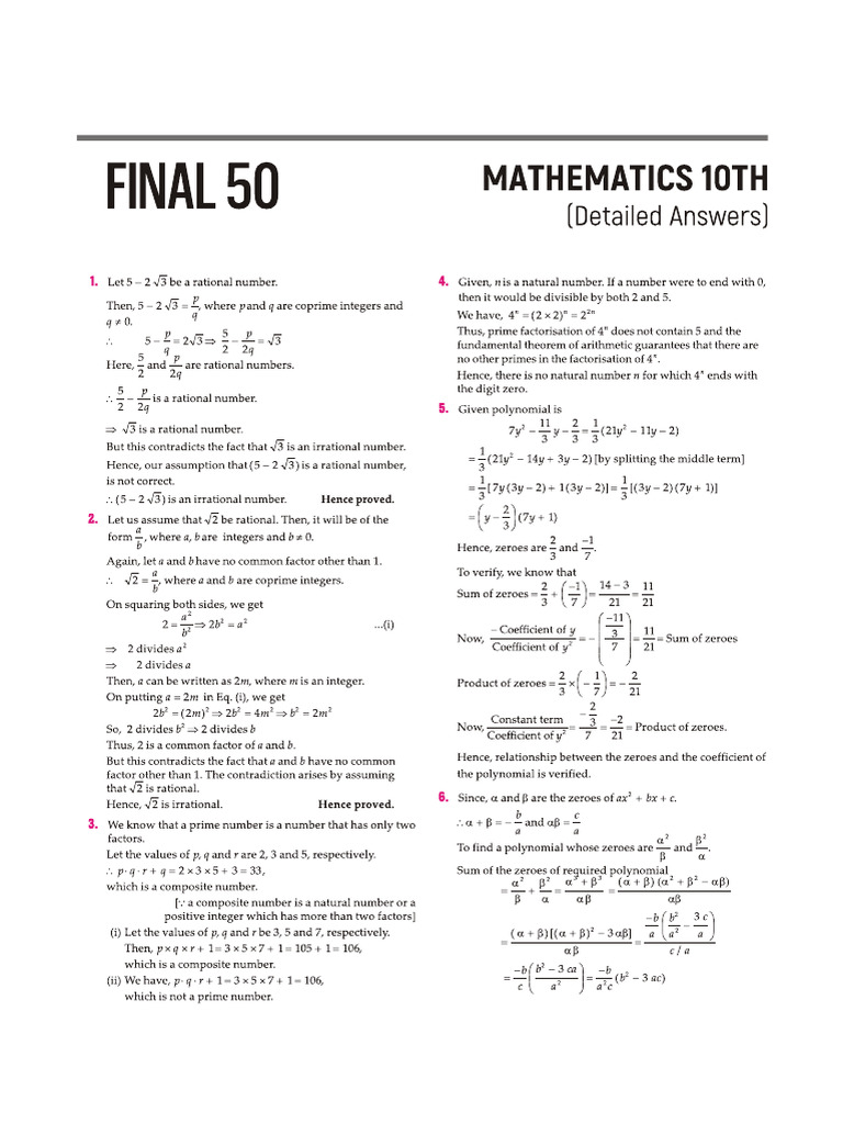 I Succeedmaths10th Std50 MPQs | PDF