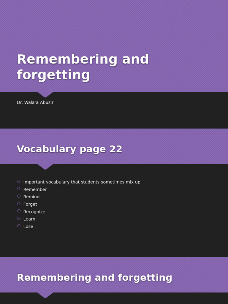 Remembering and Forgetting Vocabulary | PDF