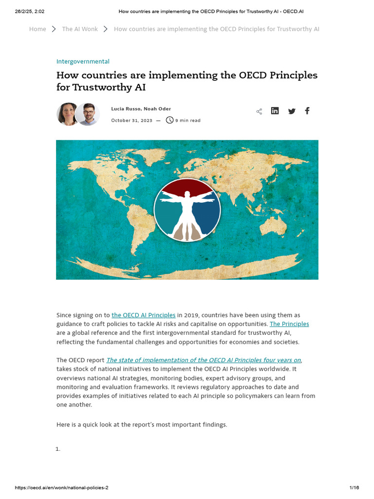 How countries are implementing the OECD Principles for Trustworthy AI - OECD.AI | PDF ...