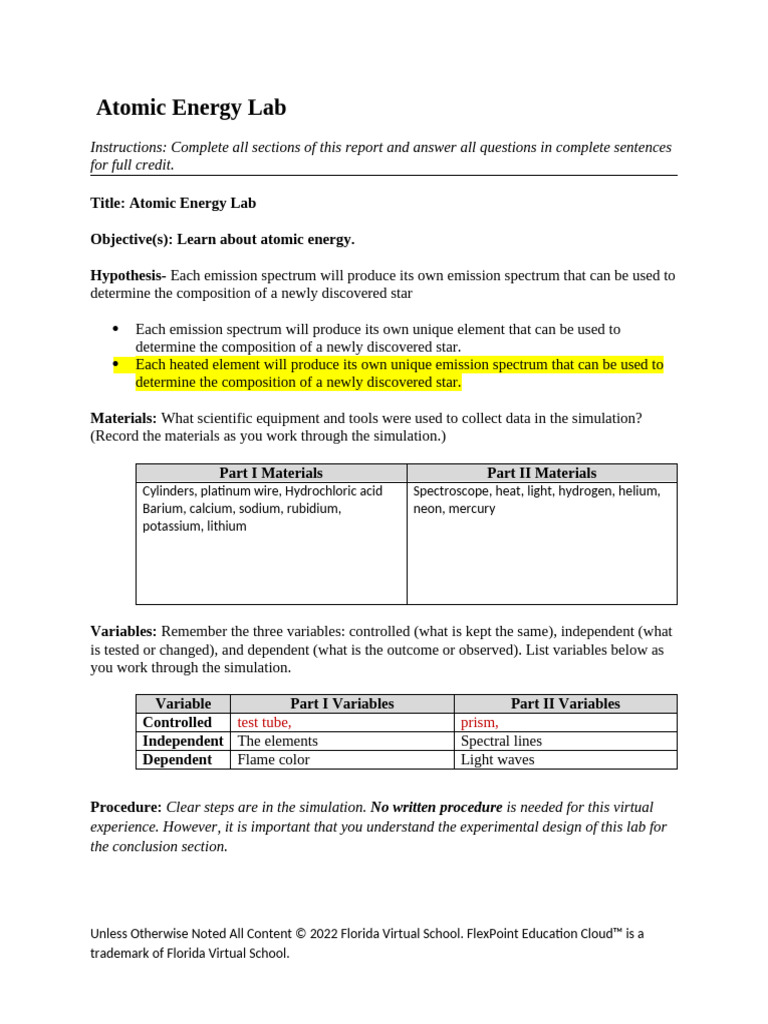 Atomic Energy Lab 11-18 | PDF | Emission Spectrum | Stars