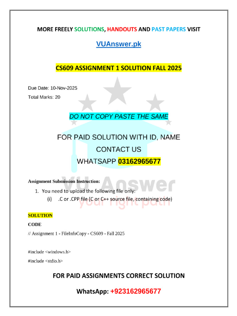 CS609 Assignment 1 Correct Solution Fall 2025 | PDF