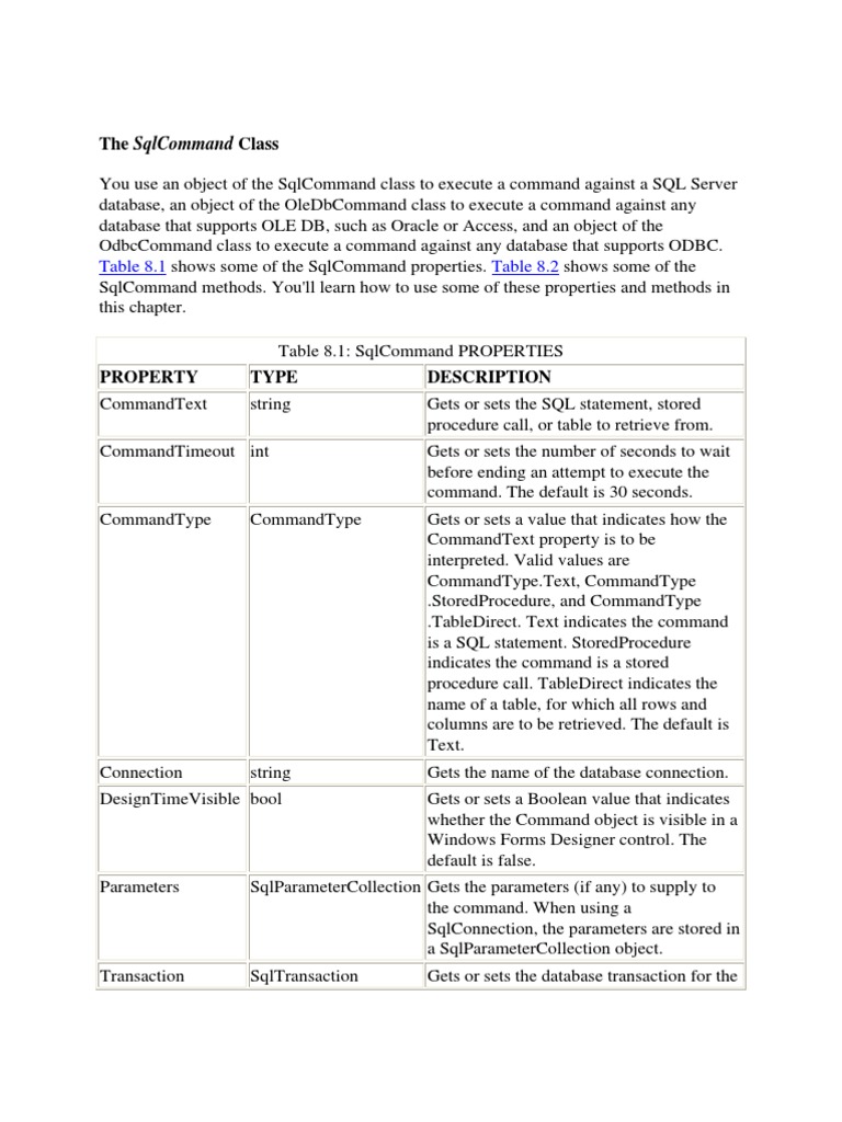 The Sql Command Class 1238 Pdf Sql Microsoft Sql Server 2462
