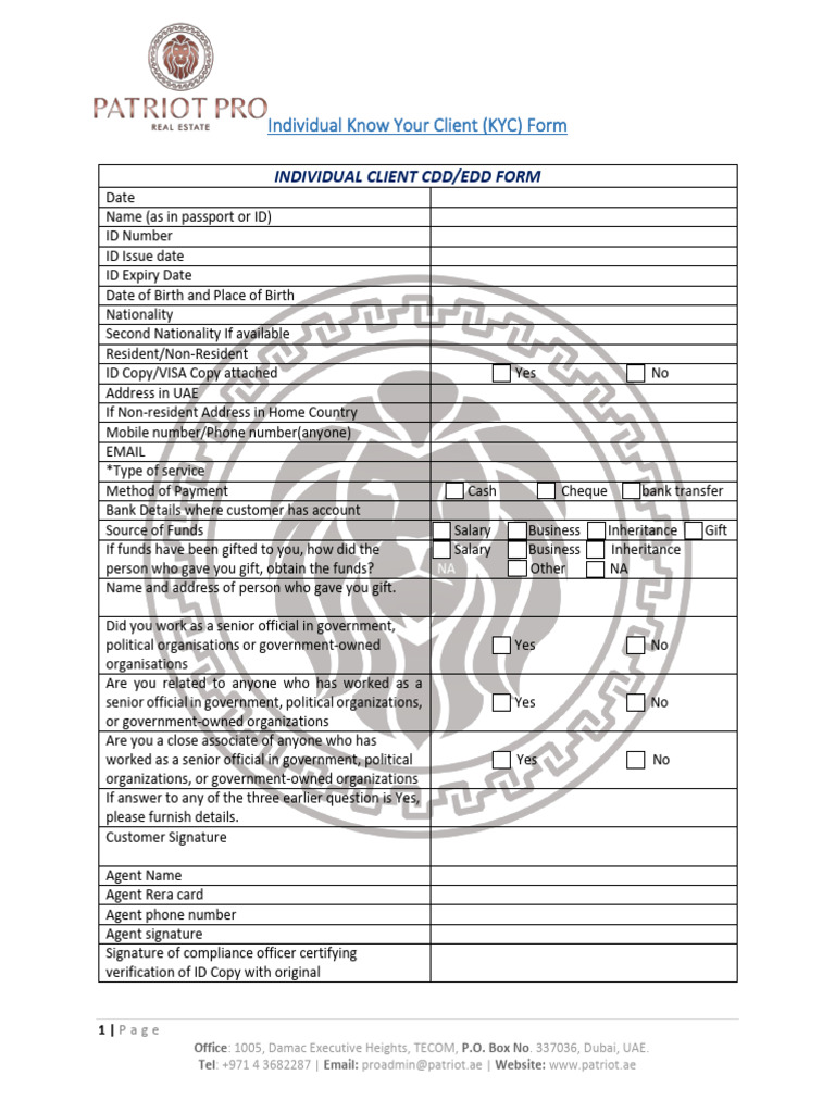 Individual KYC Form Template | PDF
