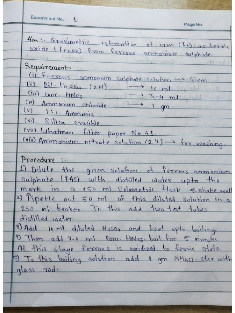 Inorganic Chemistry Practical 1-6 | PDF