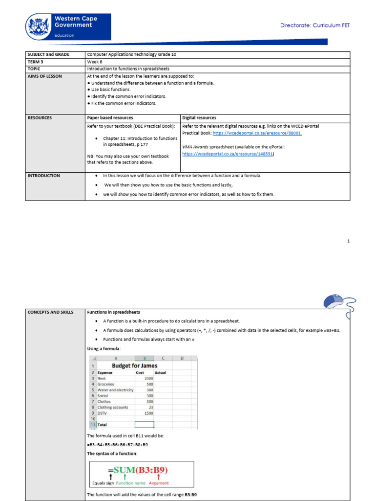 CAT Grade 10 Term 3 Week 6_2020 (2) | PDF | Spreadsheet | Computing