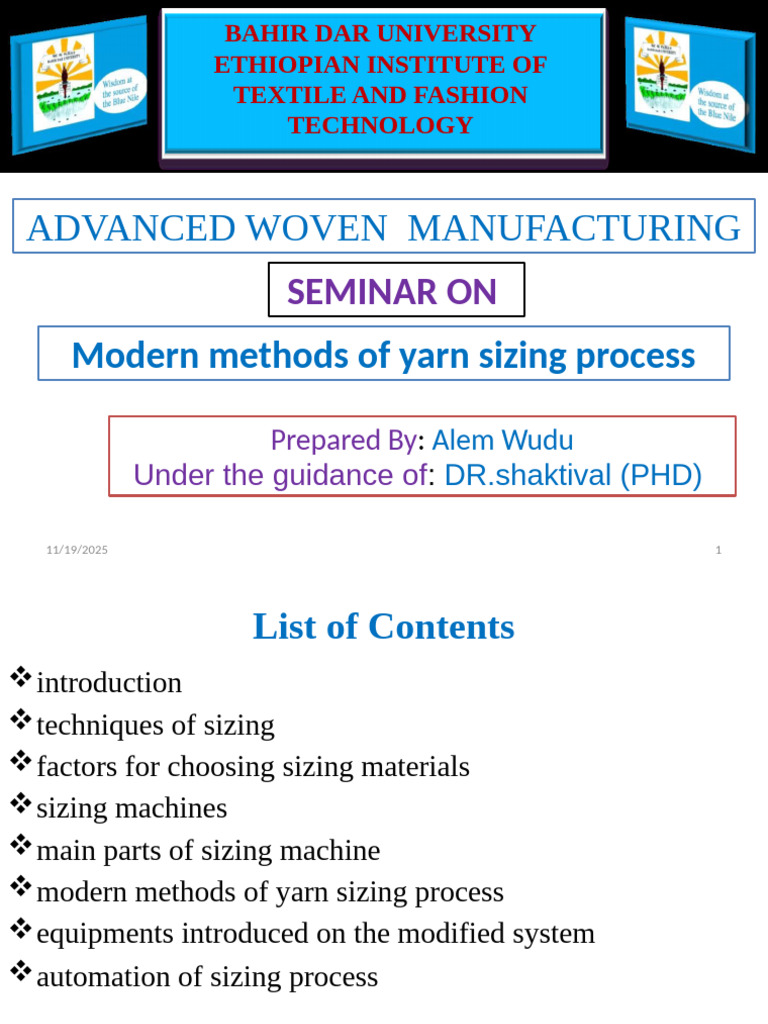 Sizing Presentation 111 | PDF | Weaving | Yarn
