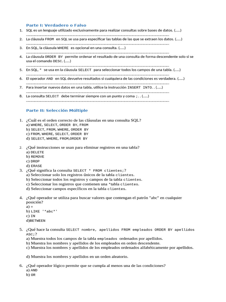 Preguntas y Respuestas sobre SQL | PDF | SQL | Bases de datos