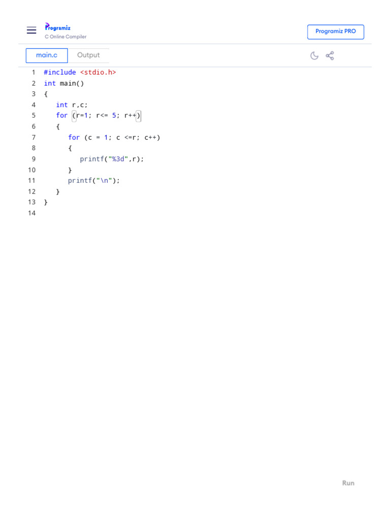 Online C Compiler-Pyramid - Programiz | PDF
