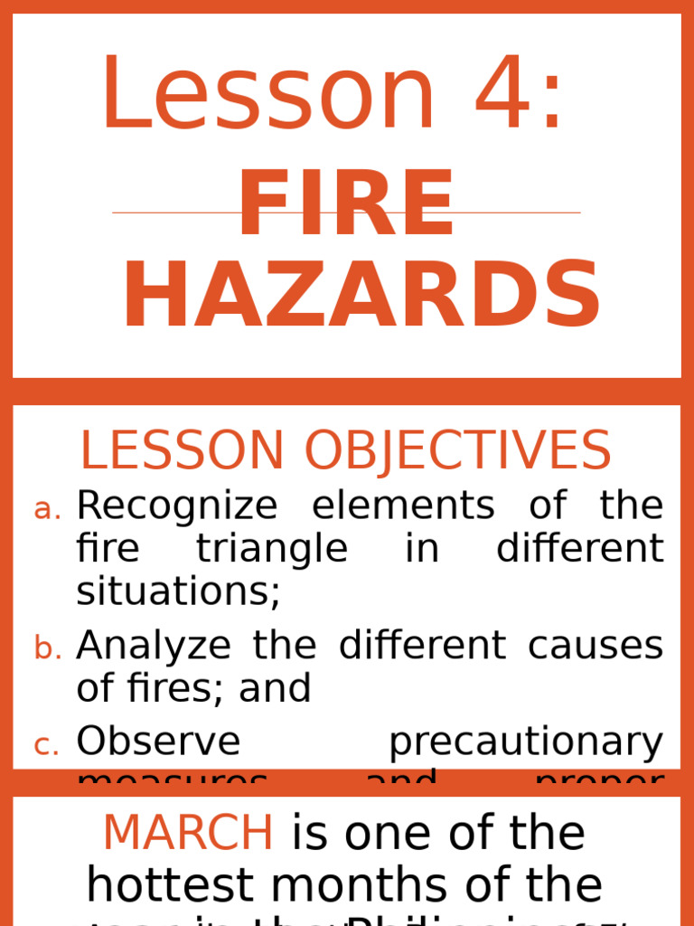 Fire Hazards and Safety Measures Guide | PDF | Fires | Combustion