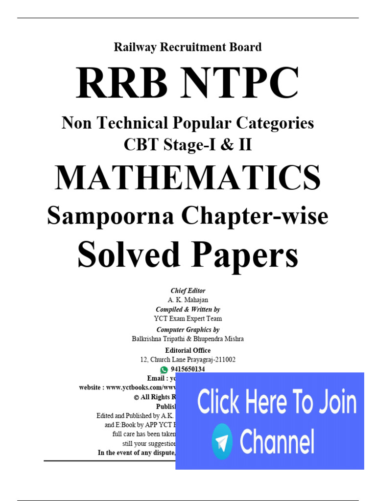 2296 RRB NTPC CBT I & II Mathematics Chapterwise Solved Papers English | PDF | Trigonometry ...