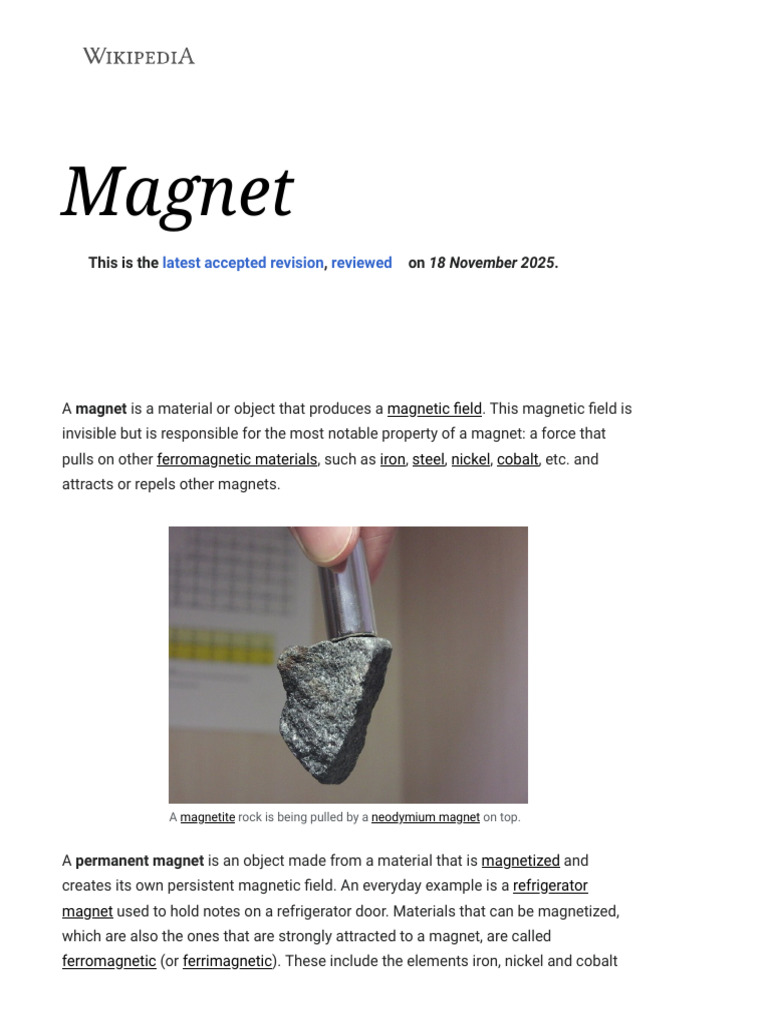 Magnet - Wikipedia | PDF | Magnet | Ferromagnetism