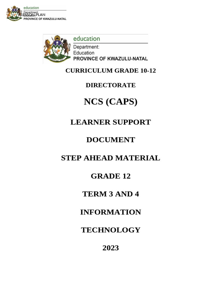 Step Ahead It Learner Pack 2023 Grade 12 | PDF | Method (Computer ...