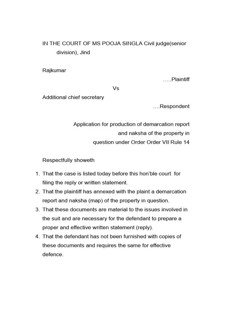 In The Court of Ms Pooja Singla Civil Judge (Senior Division), Jind 3 | PDF