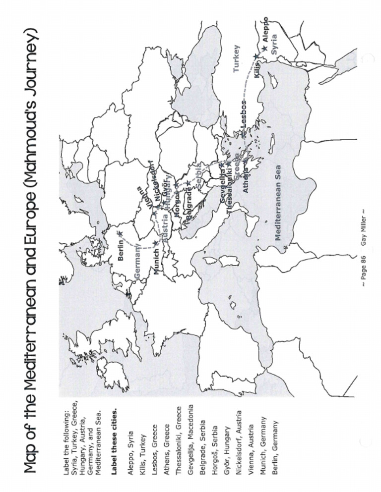 ANSWER KEY Map of The Mediterranean 7th Grade Refugee Assignment ...