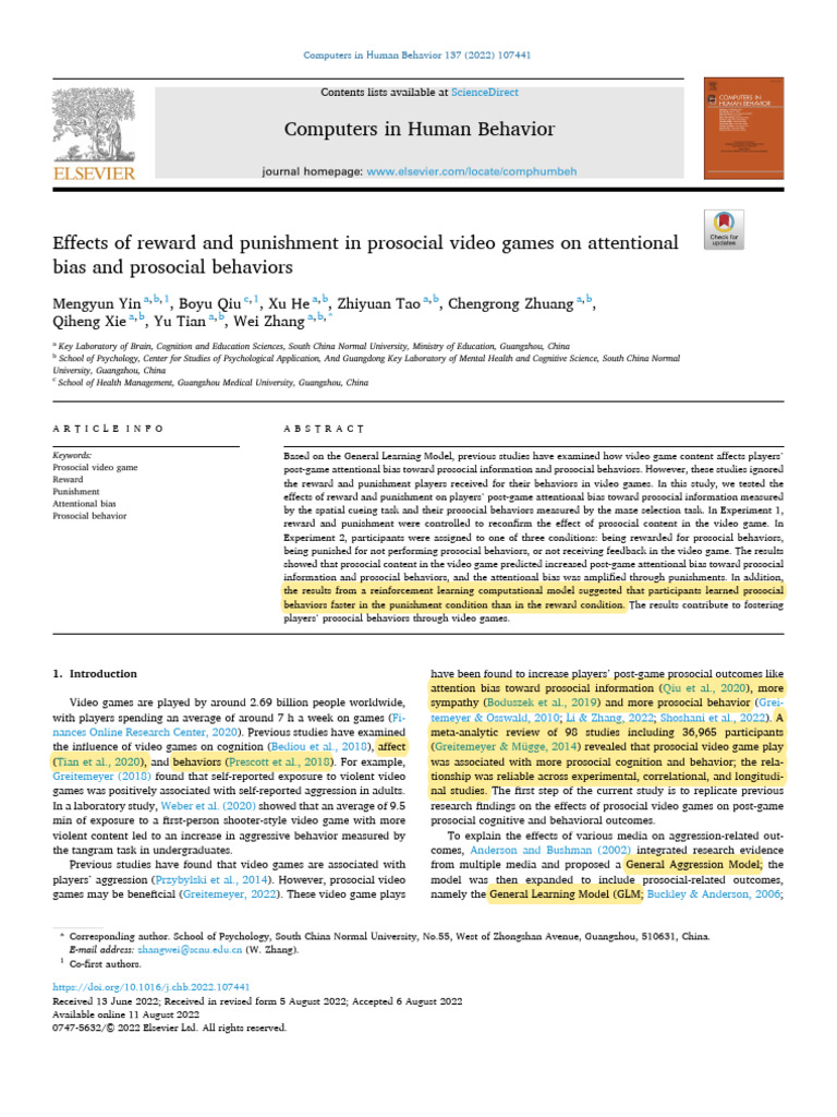 Ok - Effects of Reward and Punishment in Prosocial Video Games On ...