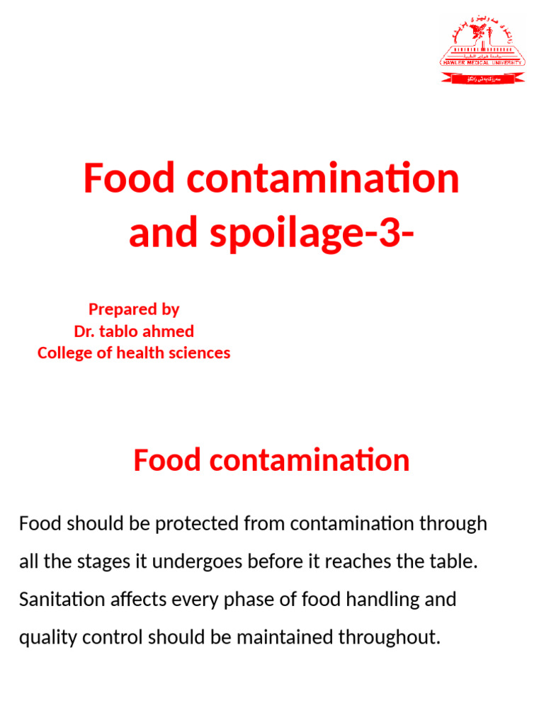 Food Contamination and Spoilage | PDF | Decomposition | Microorganism