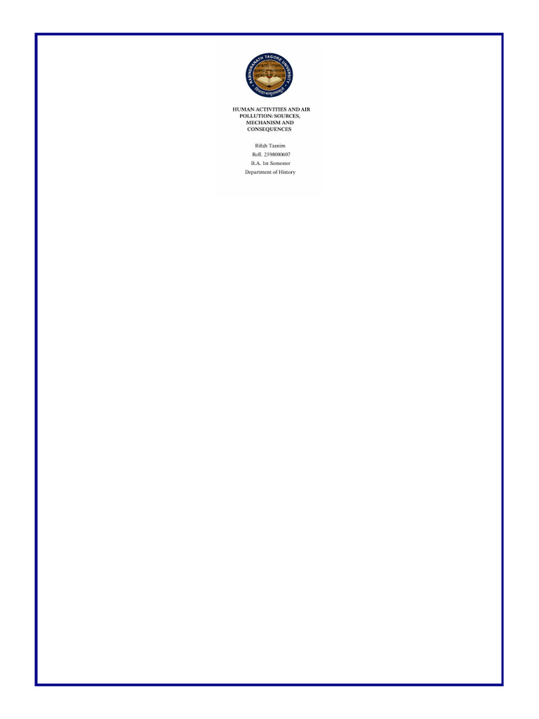 Human Activities and Air Pollution Assignment Cover Final Fixed | PDF