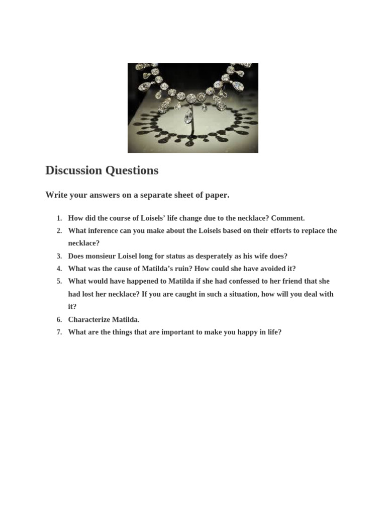 7.3. the Necklace Discussion Questions | PDF