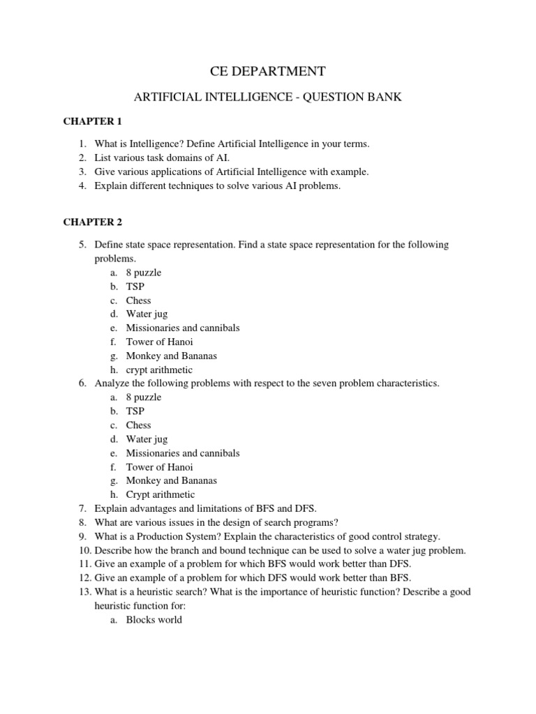 Ai QB 1 | PDF | Algorithms | Artificial Intelligence