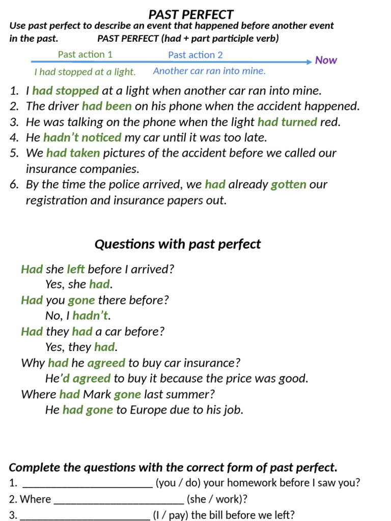 Understanding Past Perfect Tense | PDF