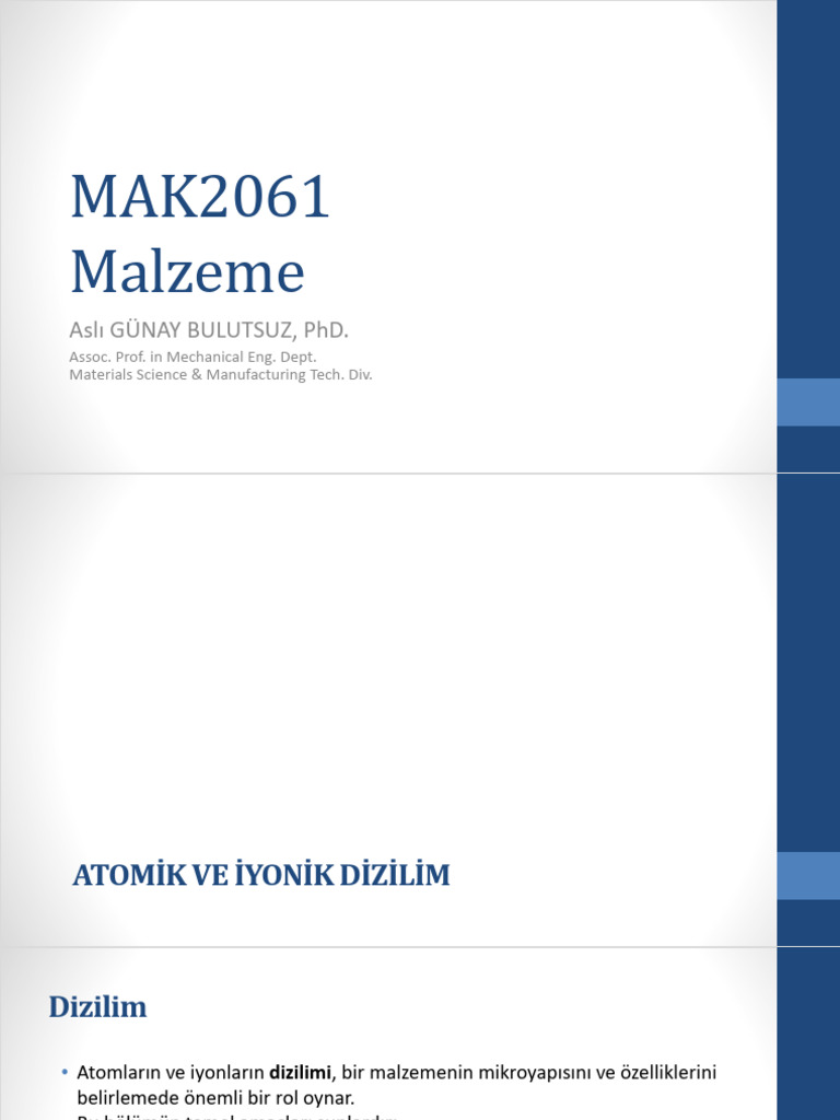 Mater Sci I 3 Atomik Ve Iyonik Dizilim | PDF